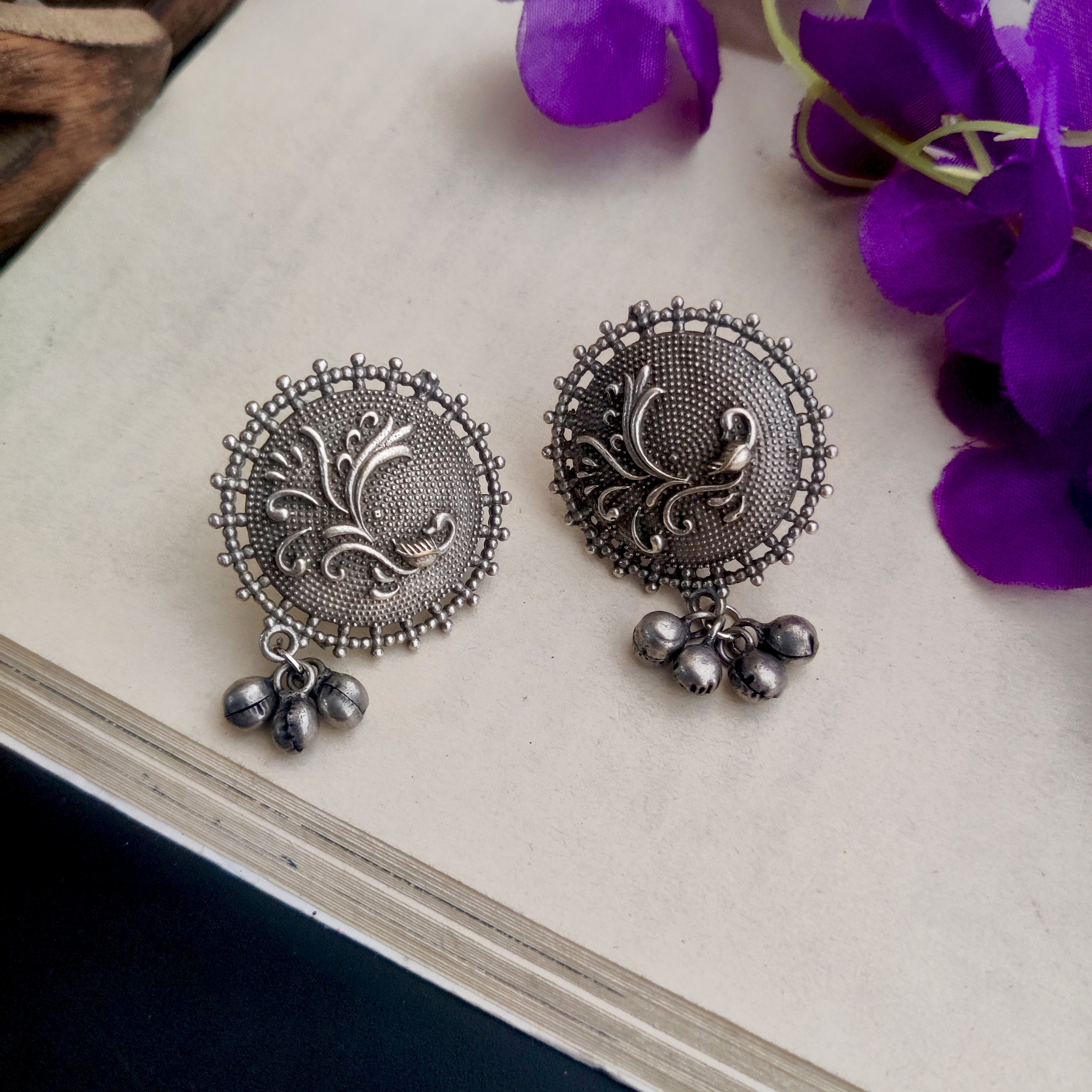 "Eva" Silver Look Alike Oxidized Earrings – The Fiona Store